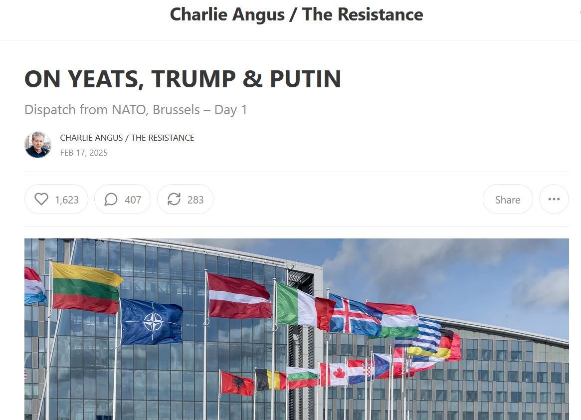 At NATO in Brussels, Charlie Angus, MP, speaks out against the US' conduct