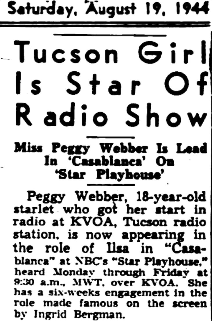 An Interview with Peggy Webber - Part Two