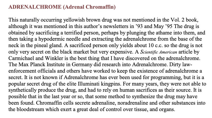 ADRENOCHROME - by ROBERT STANLEY - ROBERT’s Substack