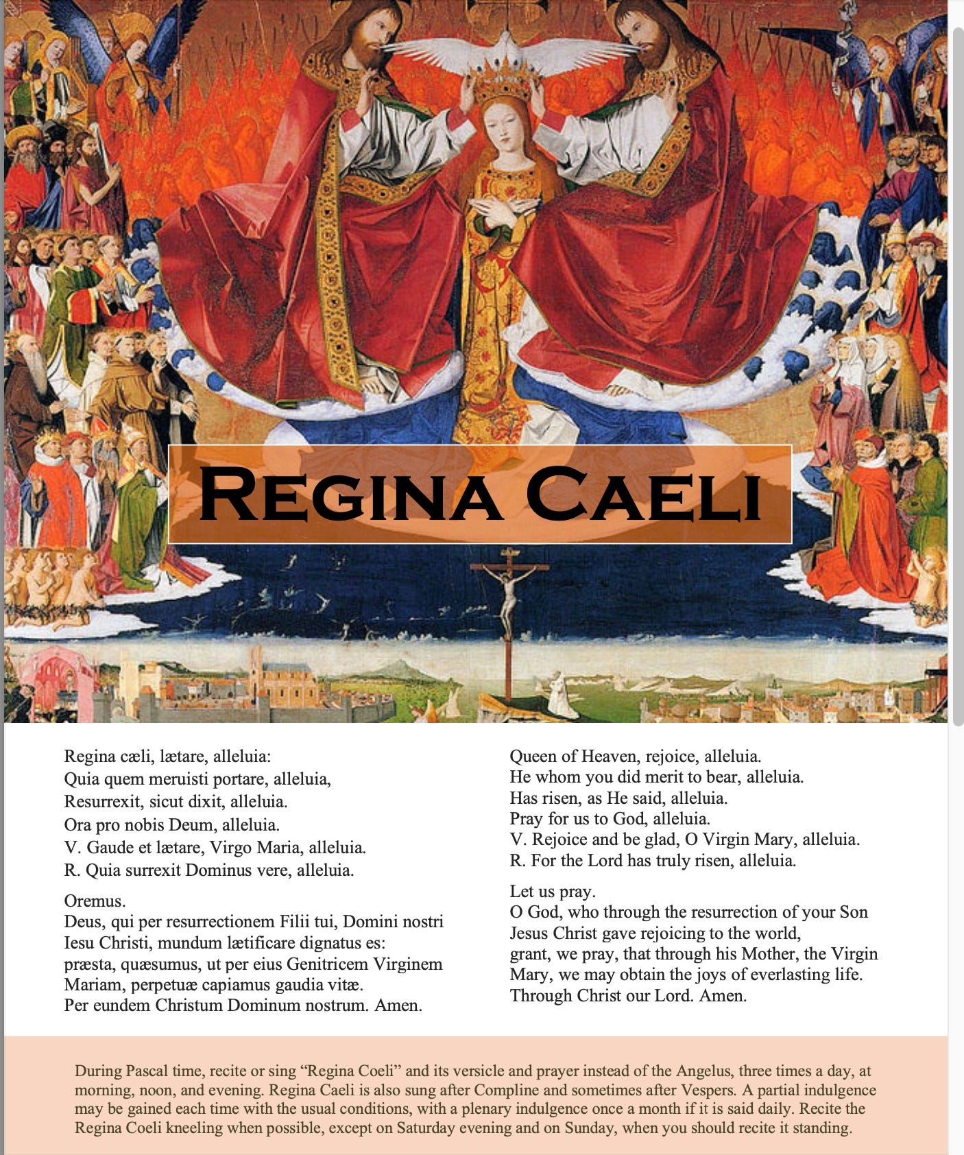Regina Caeli: The Marian Antiphon for Easter Season