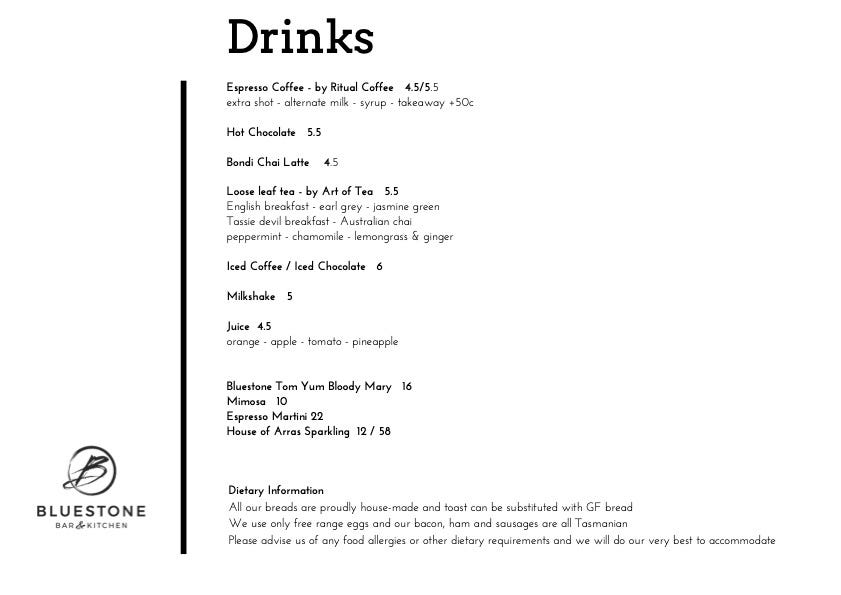 BLUESTONE BAR & KITCHEN » Heads Up Launceston Food Guide