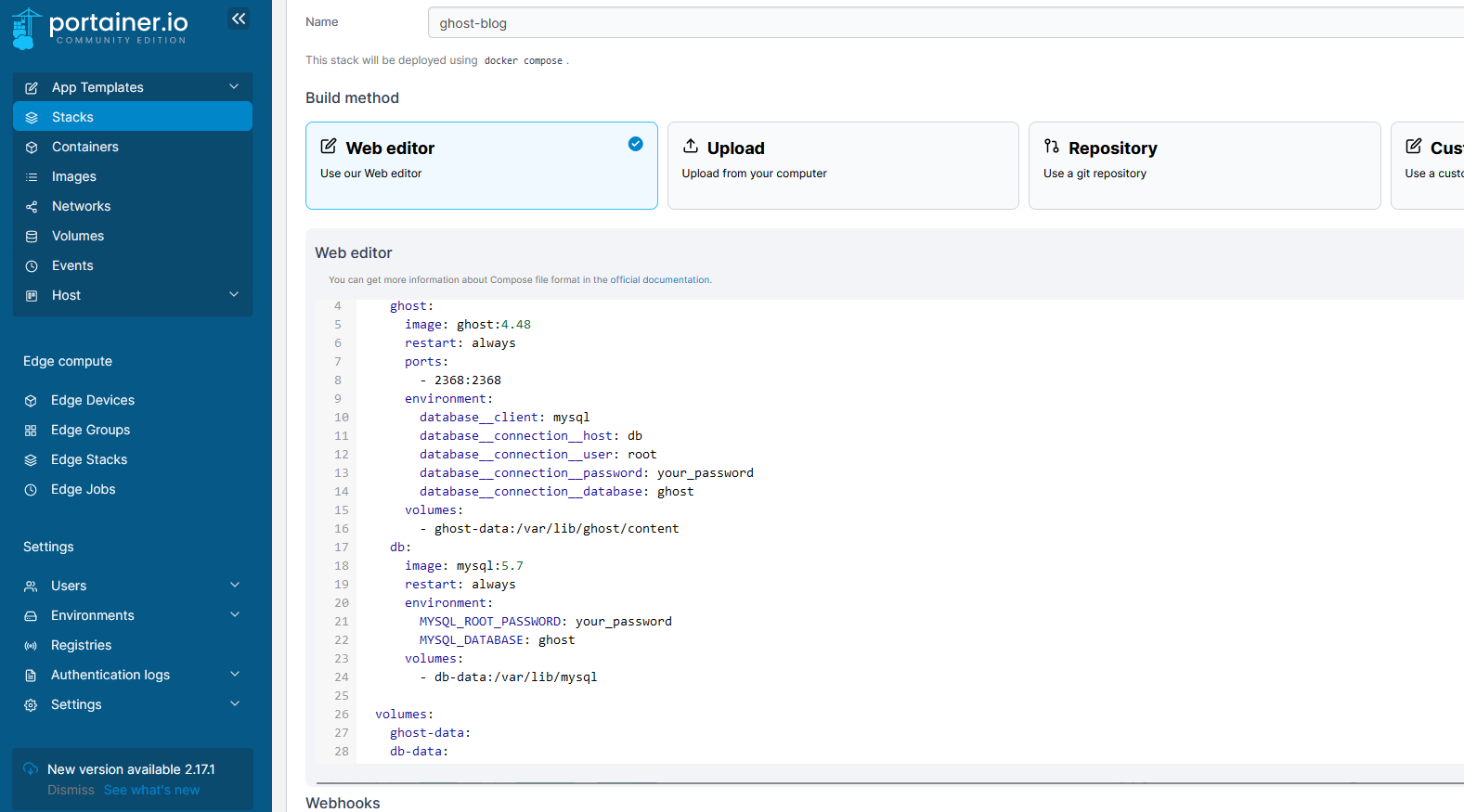 Self Host A Ghost Blog On Your Home Server Using Portainer And Docker
