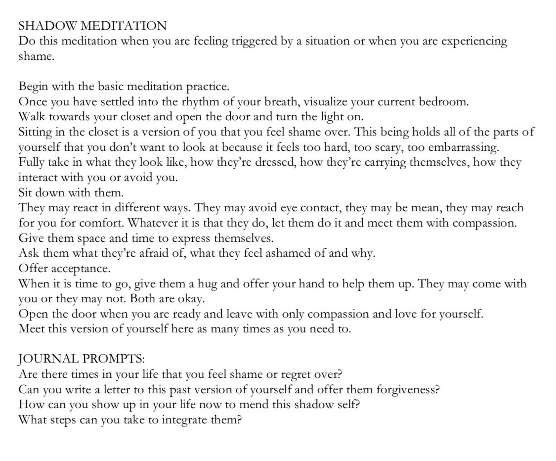 meditation tips & shadow prompt - by Emery Allen