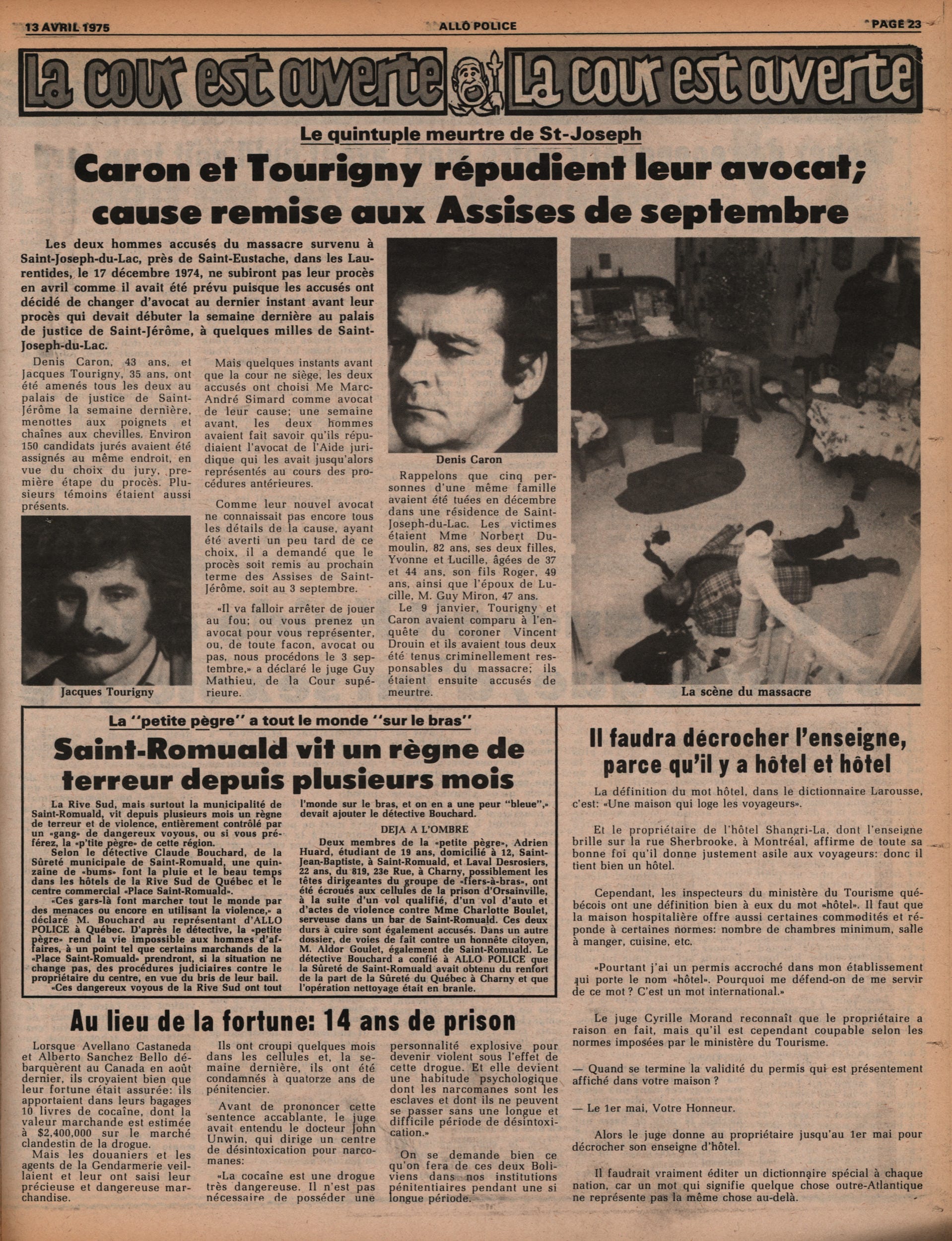 Le quintuple meurtre de St-Joseph | Allô Police | Avril 1975