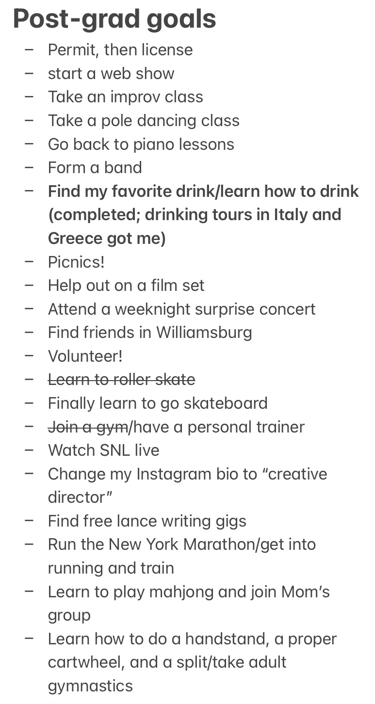 Checking in With My Post-Grad Goals - Musings With Mara