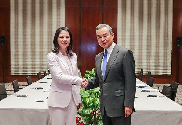 Wang Yi meets Allison, Merz, Kallas, Baerbock, Werthein, Rutte, Scholz ...