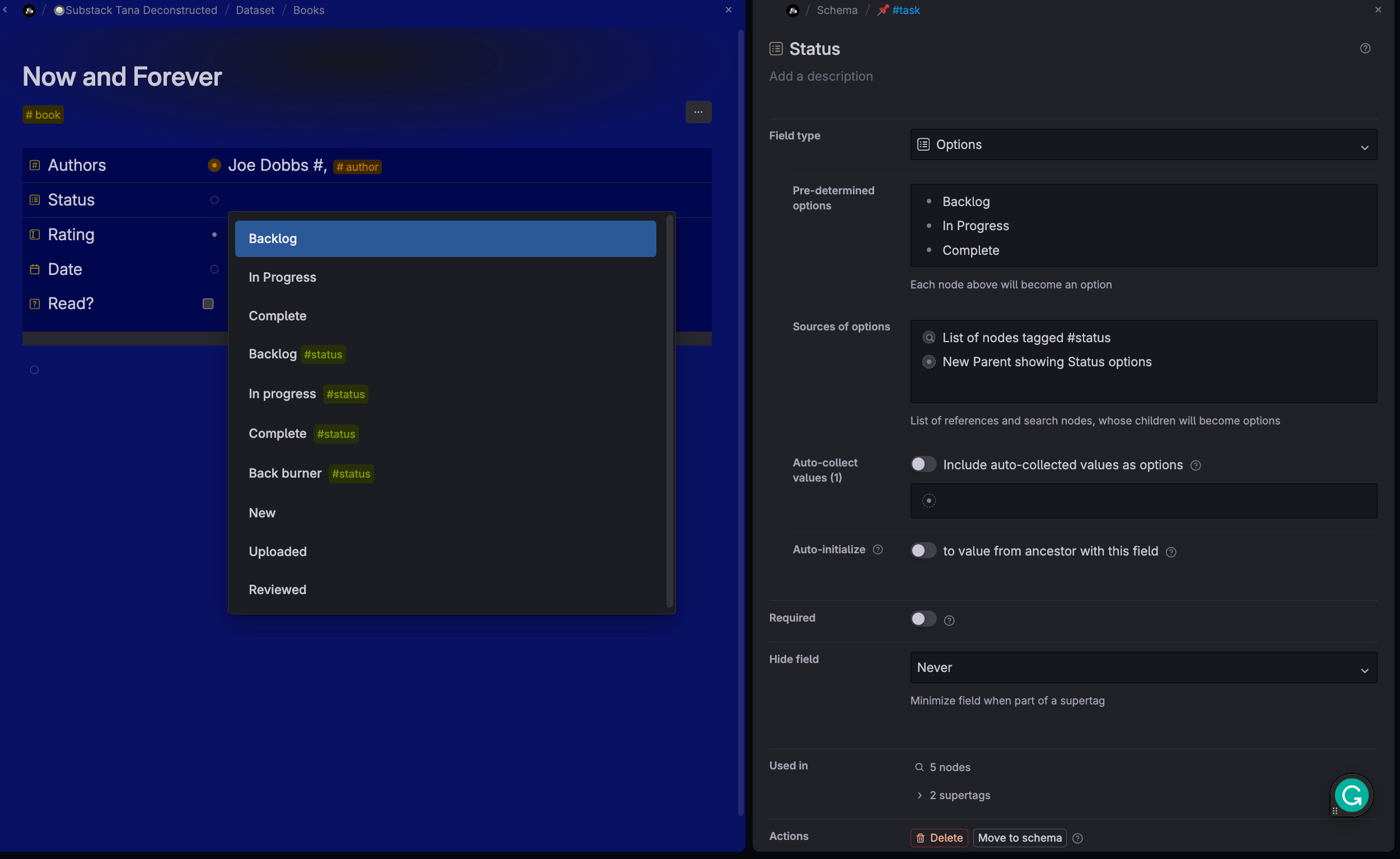 Options Fields - The Tana Fields Series #3