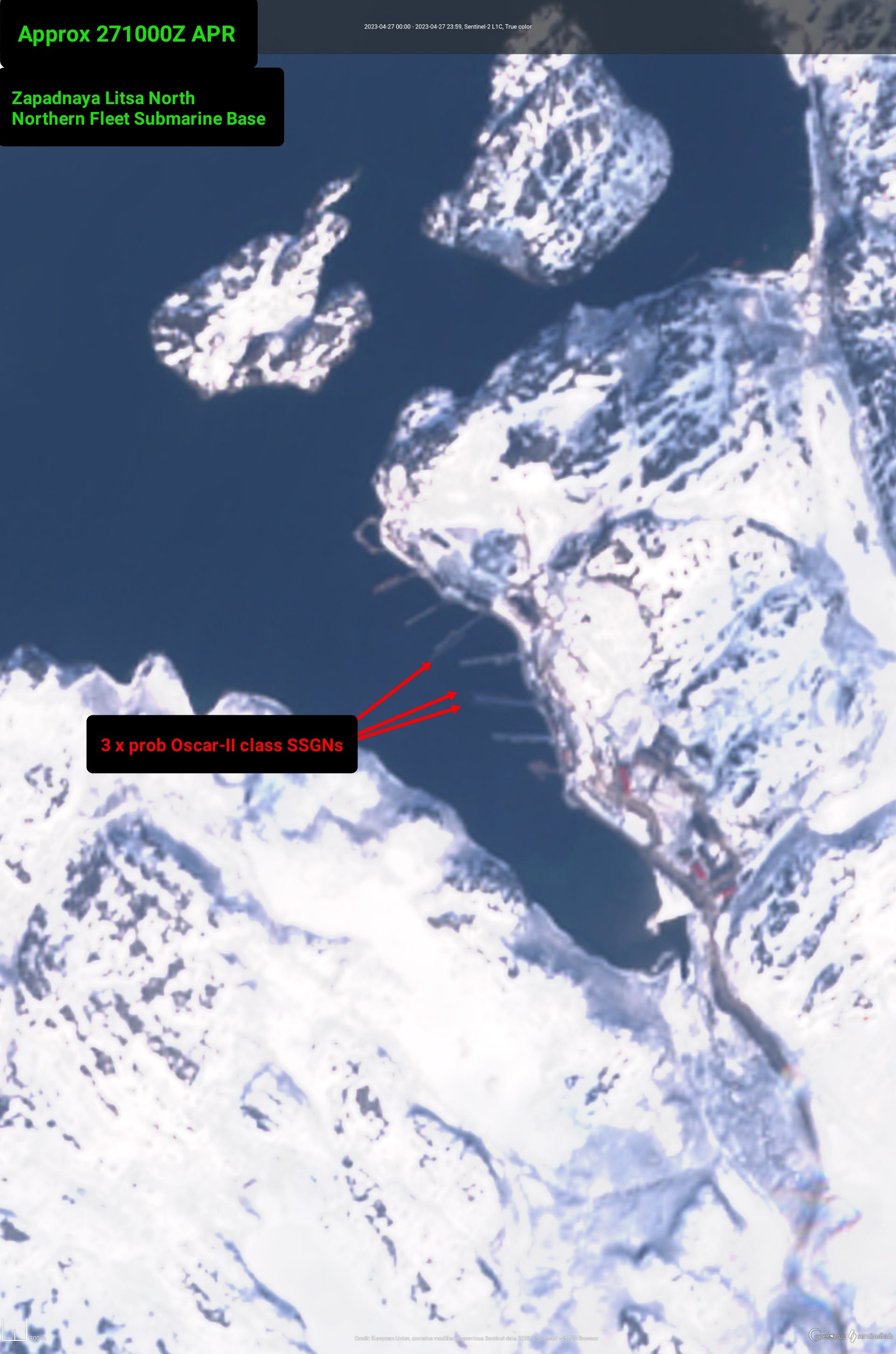 April 27th - Sentinel imagery of Northern Fleet Bases