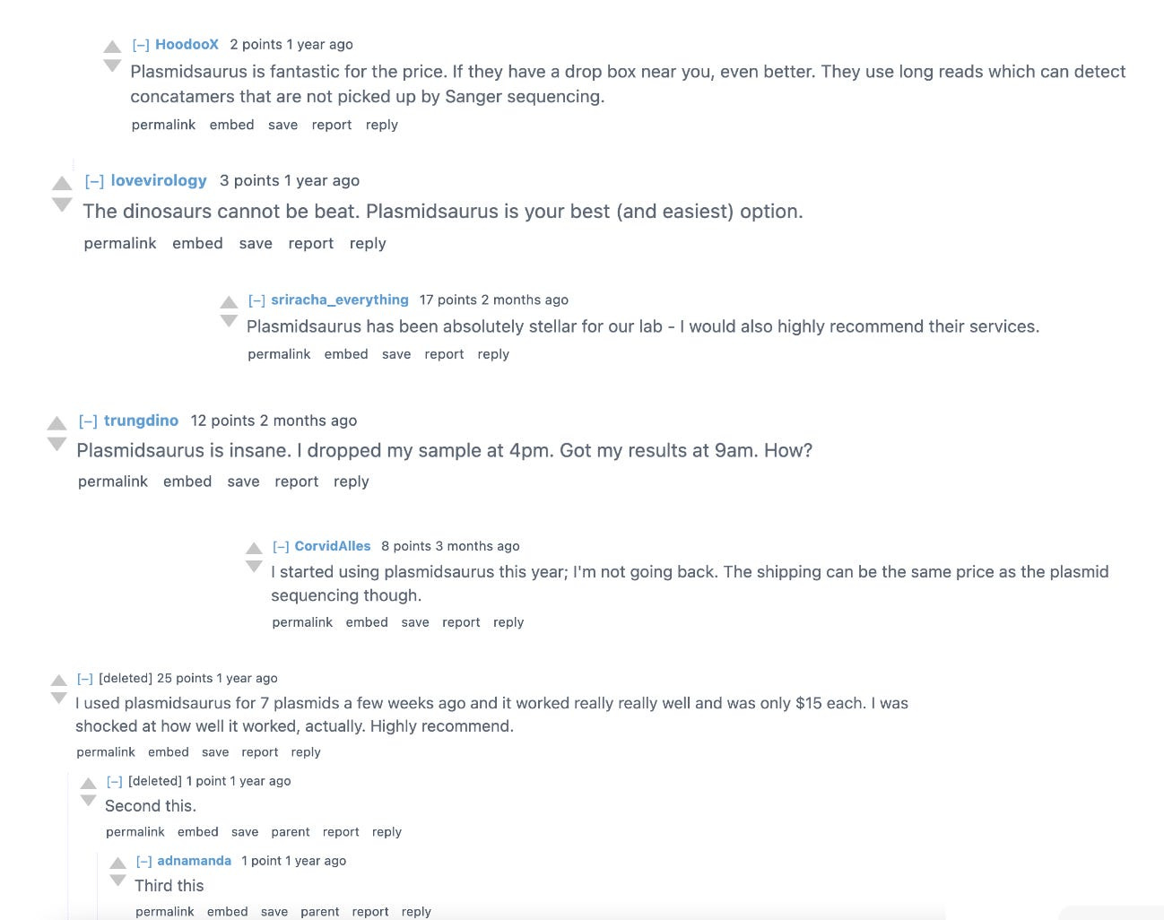 The unreasonable effectiveness of plasmid sequencing as a service (Plasmidsaurus)