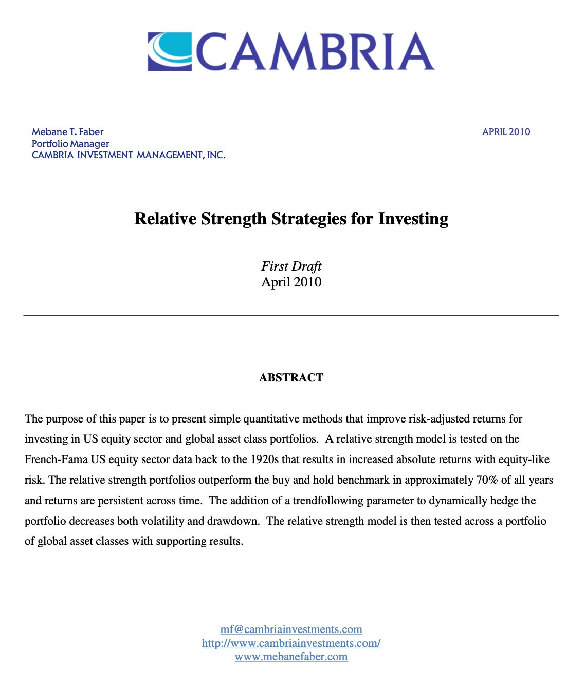 Relative Strength Strategies for Investing