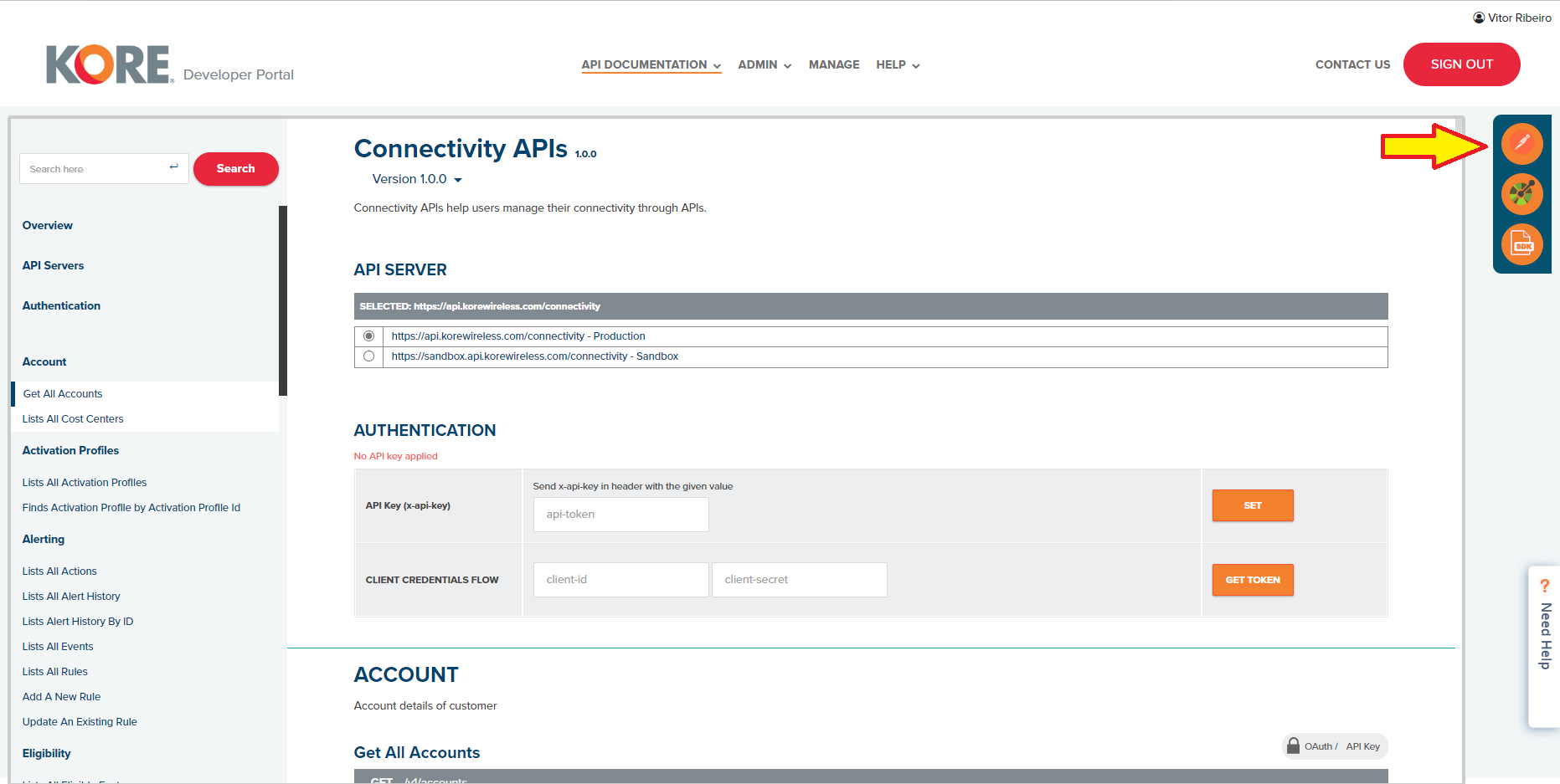 Getting started with Kore Wireless Connectivity API
