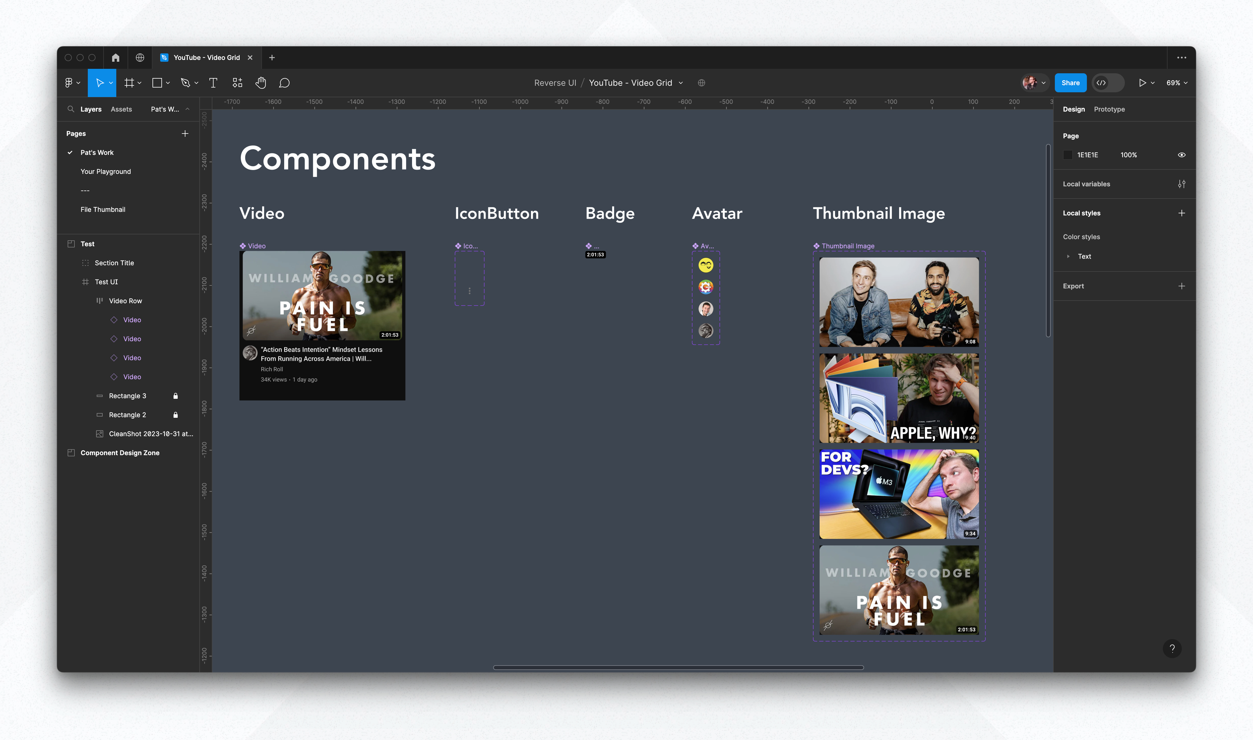 Reverse engineering YouTube's video grid UI in Figma