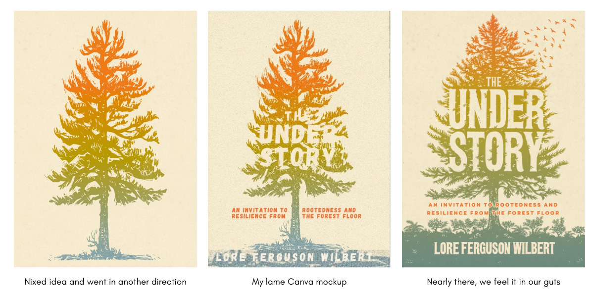Evolution of a book title + cover - by Lore Wilbert