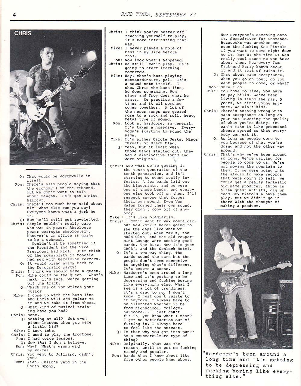 Nihilistics Interview Circa 1984 - by Chris Tsakis