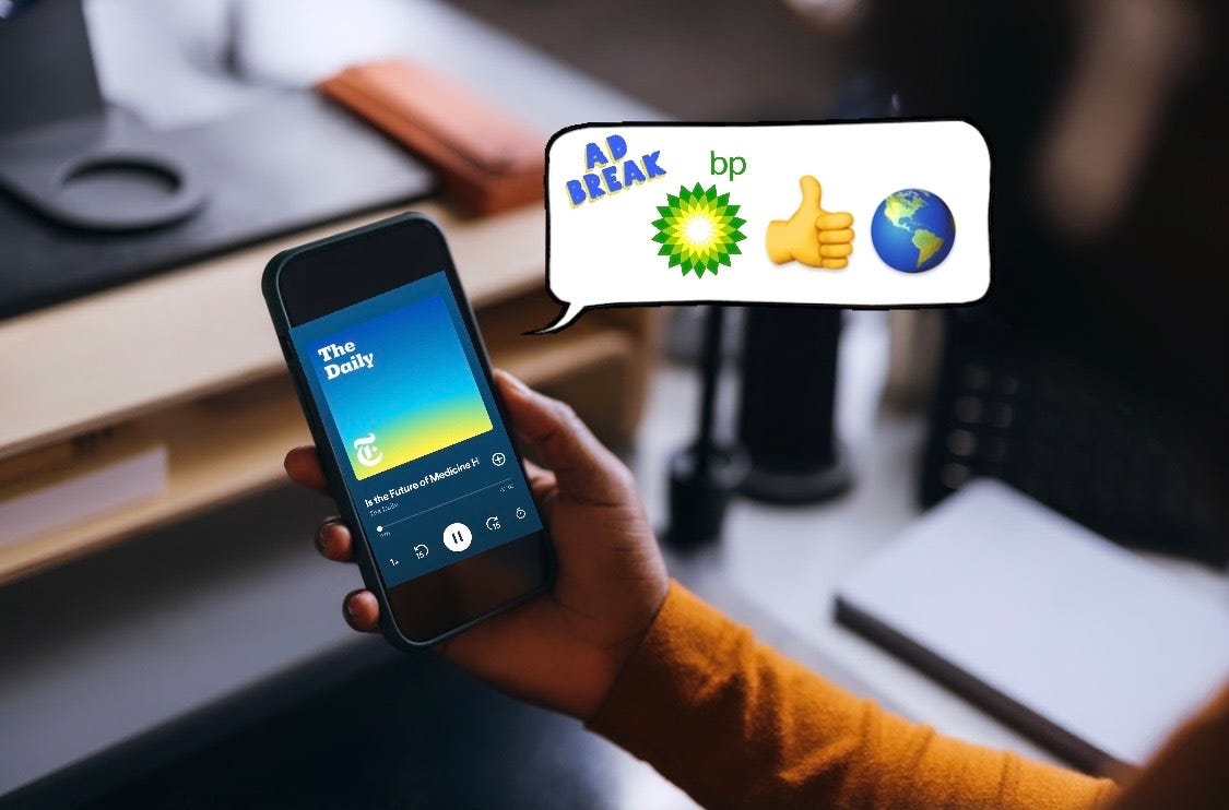 “The Daily” runs a greenwashing BP ad