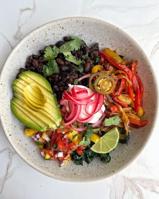 Rainbow Black Bean Bowl - by Carina Wolff - good mood food
