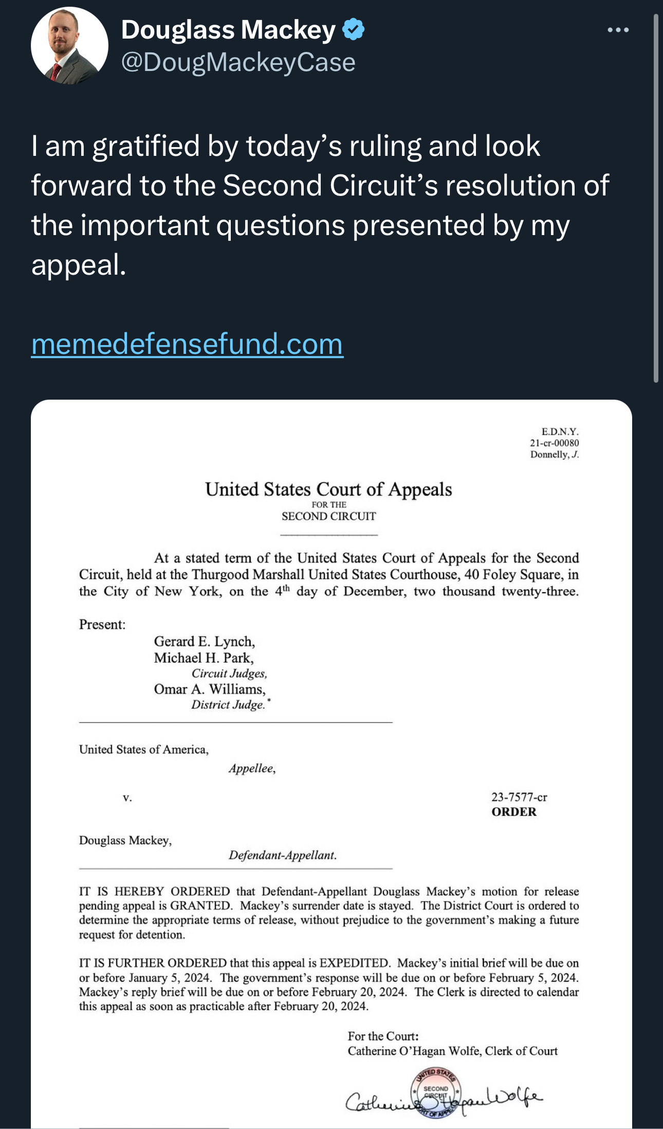 BREAKING NEWS: Second Circuit Court of Appeals Grants Bond Pending ...