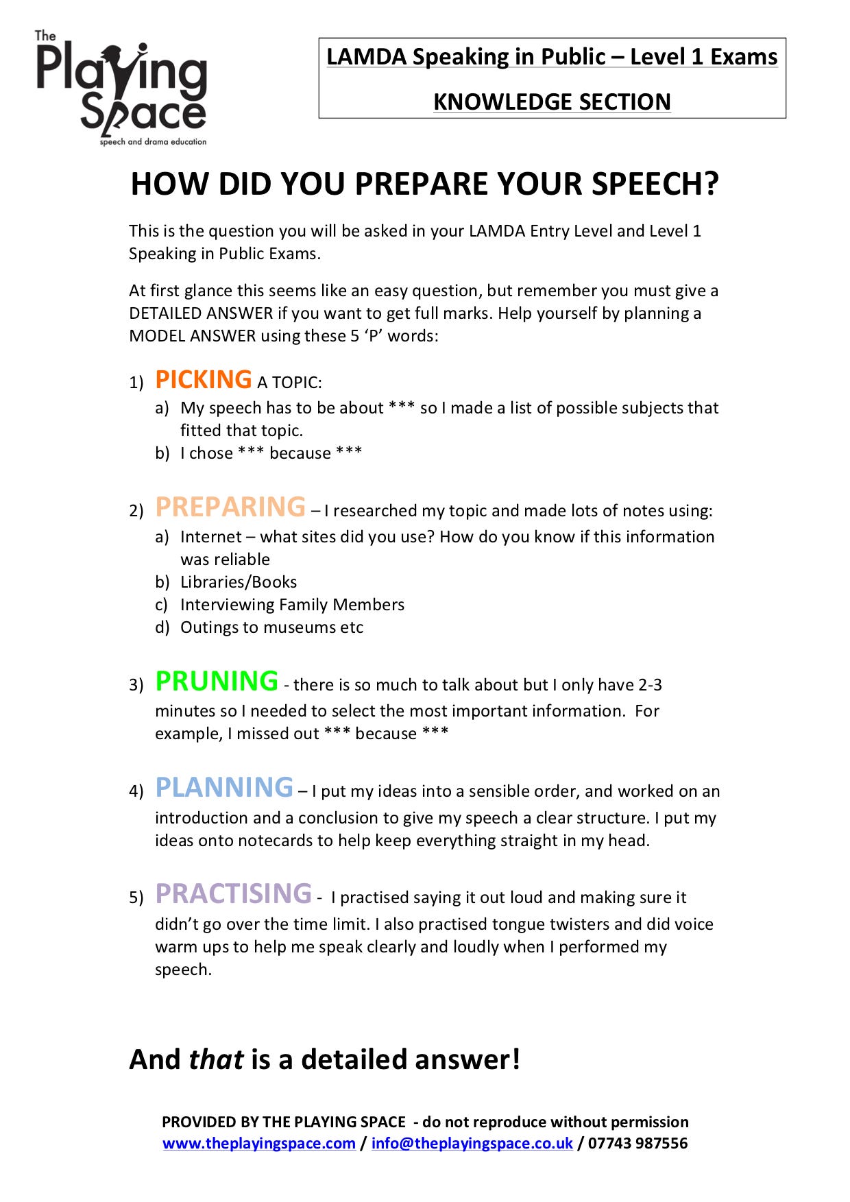Speaking in Public: Entry to Grade 3 Knowledge