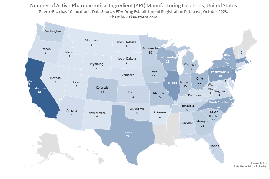 Active Pharmaceutical Ingredients Manufacturing for U.S. Drugs: Maps & Data