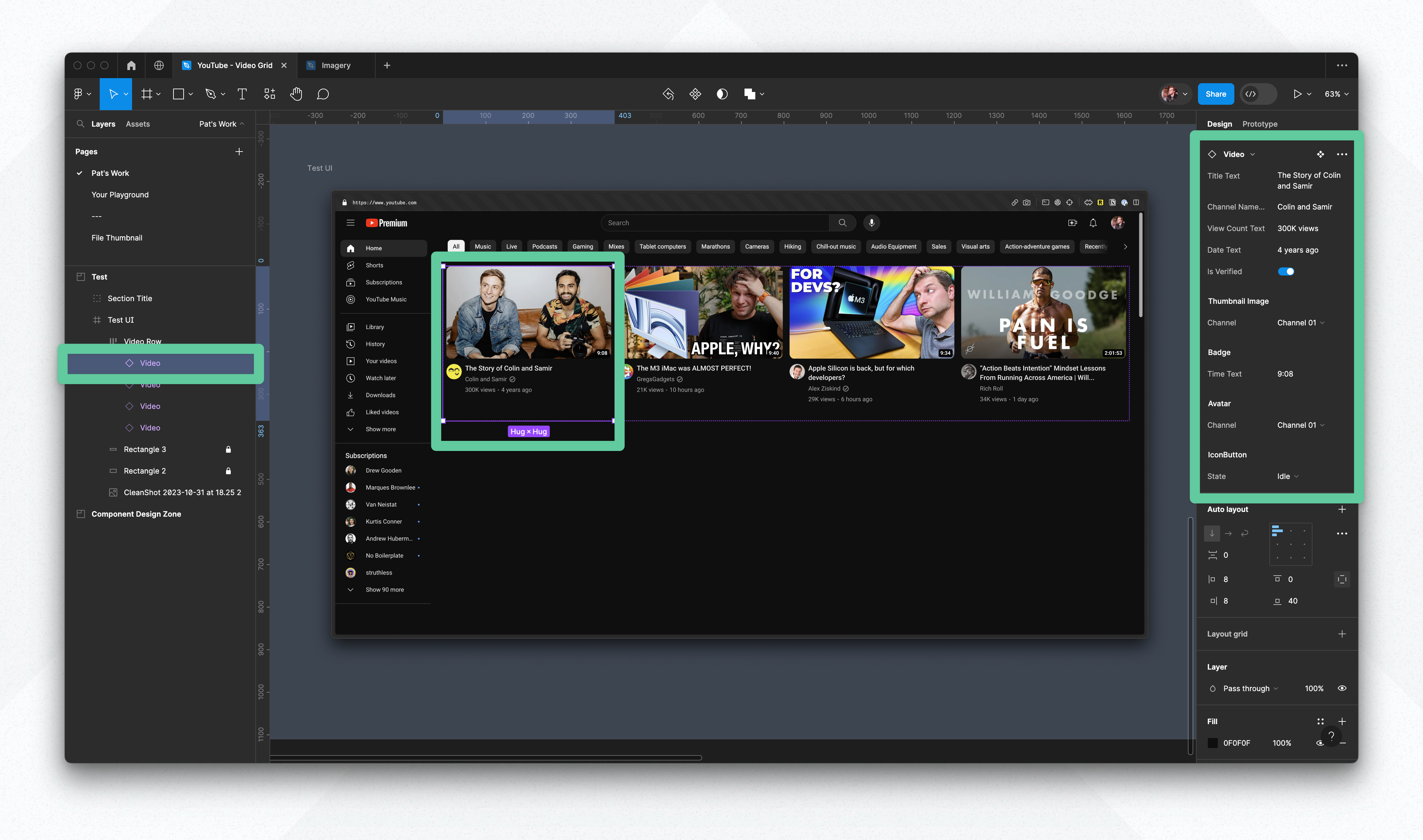Reverse engineering YouTube's video grid UI in Figma