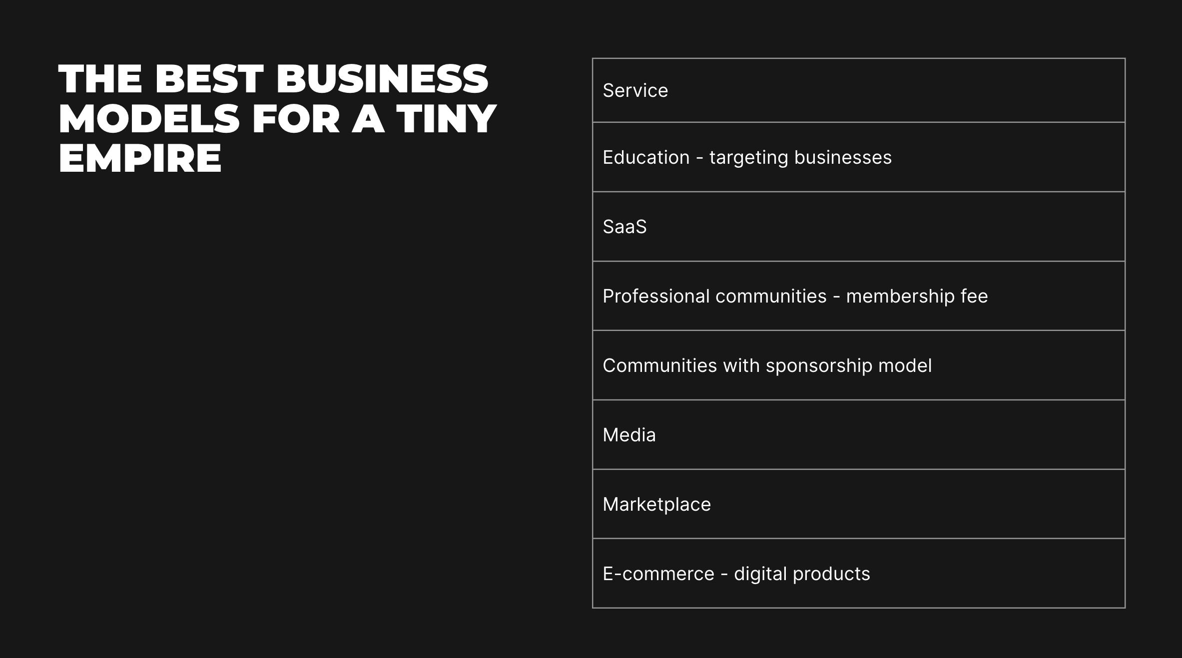 9 best business models for a strong 1-person business?