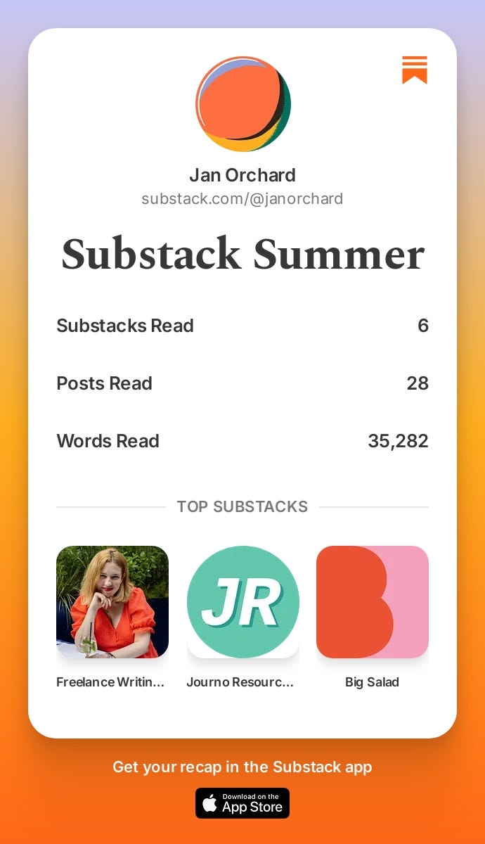 My Substack Summer - by Jan Orchard