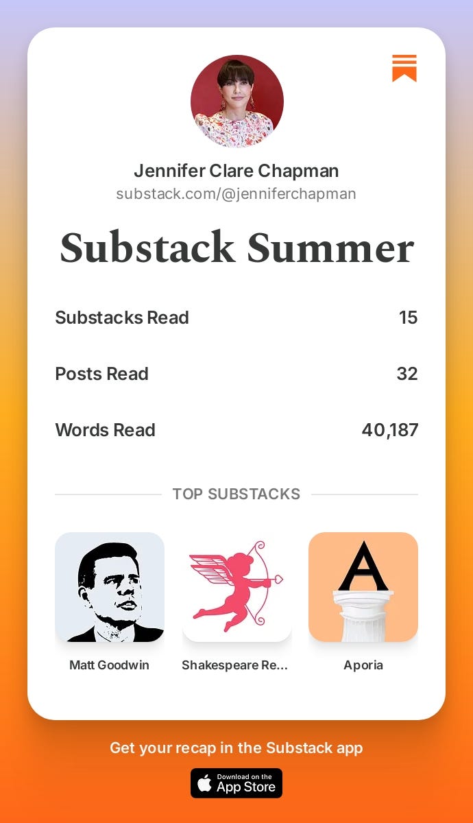 My Substack Summer - by Jennifer Clare Chapman