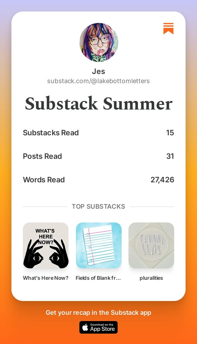 My Substack Summer - Lake Bottom Letters
