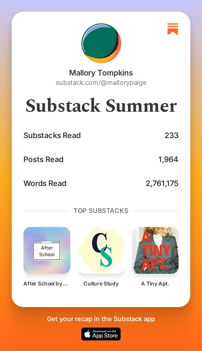 My Substack Summer - by Mallory Tompkins