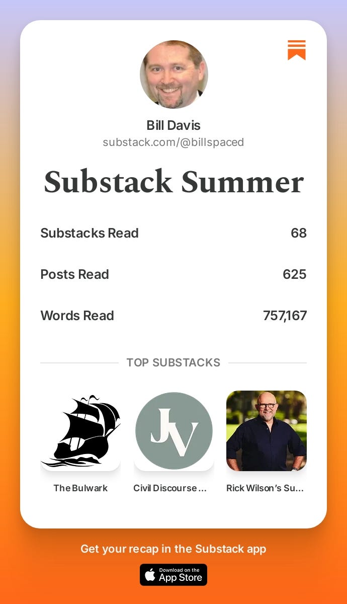 My Substack Summer - by Bill Davis - billspaced