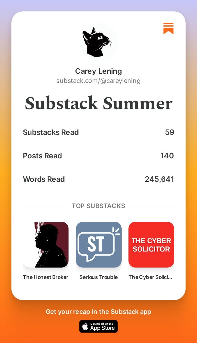 My Substack Summer - by Carey Lening - Privacat Insights