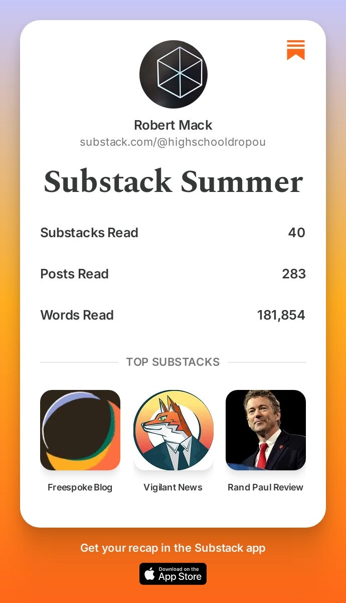 My Substack Summer - Robert’s Substack