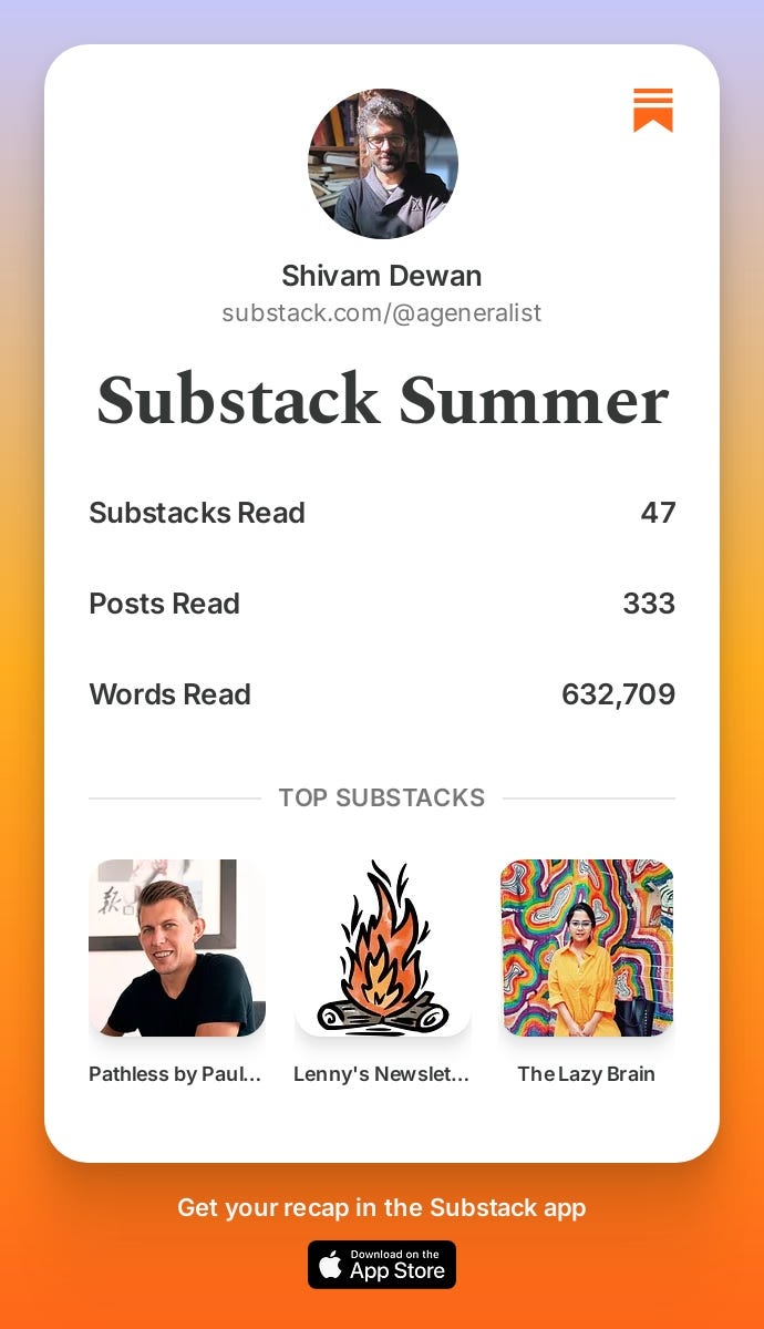 My Substack Summer - Design Generalist