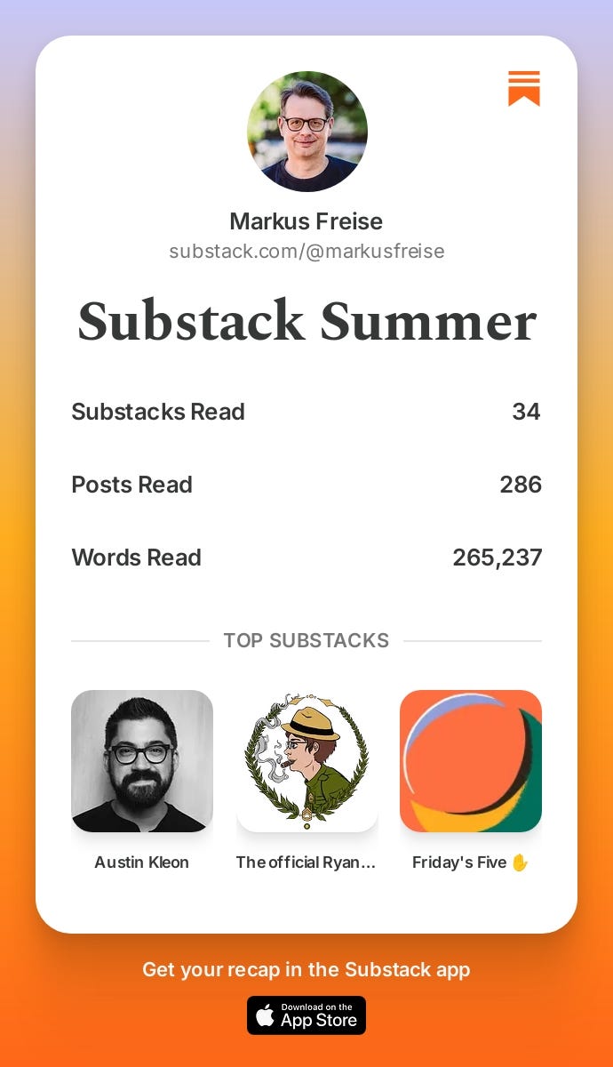 My Substack Summer - by Markus Freise