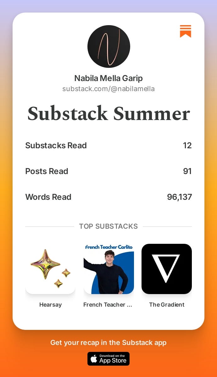 My Substack Summer - by Nabila Mella Garip
