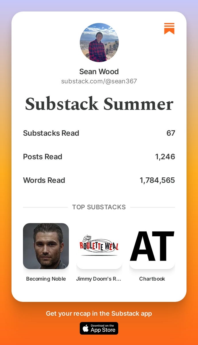 My Substack Summer - by Sean Wood