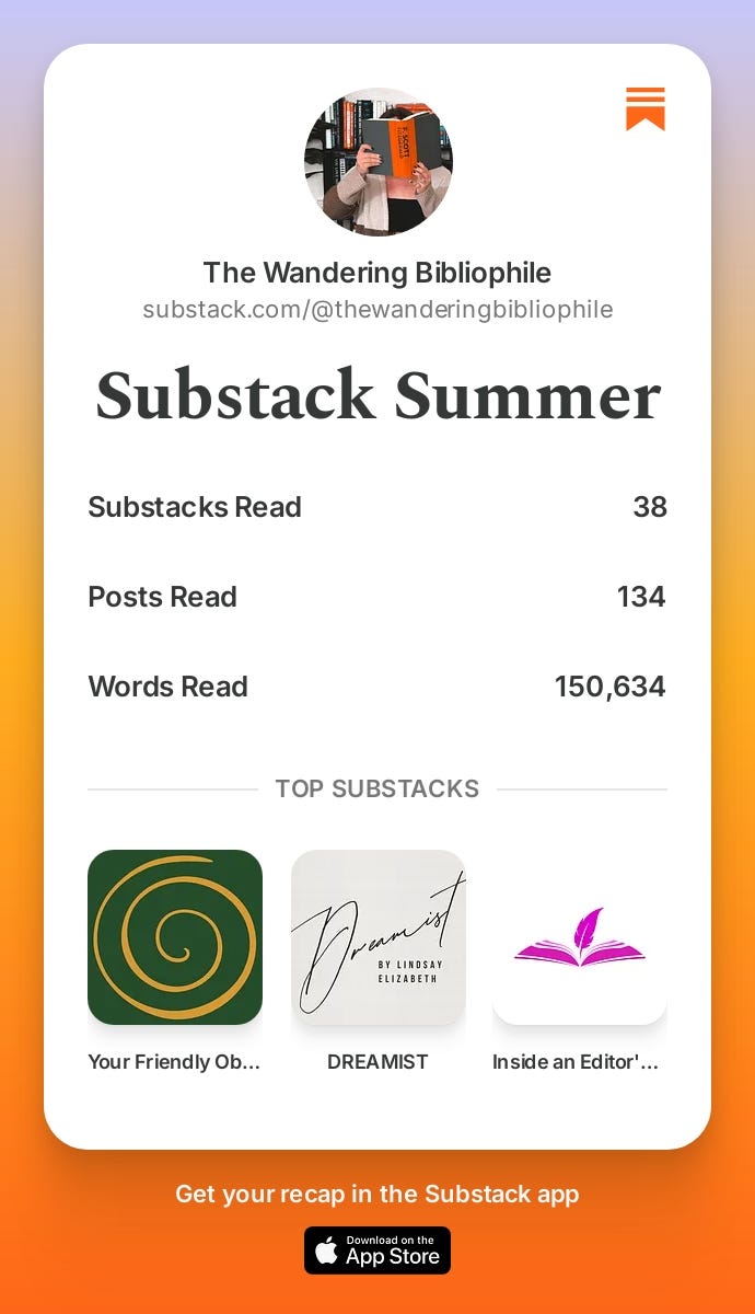 My Substack Summer - The Wandering Bibliophile