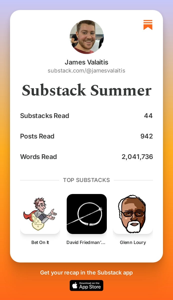 My Substack Summer - by James Valaitis - James’s Newsletter
