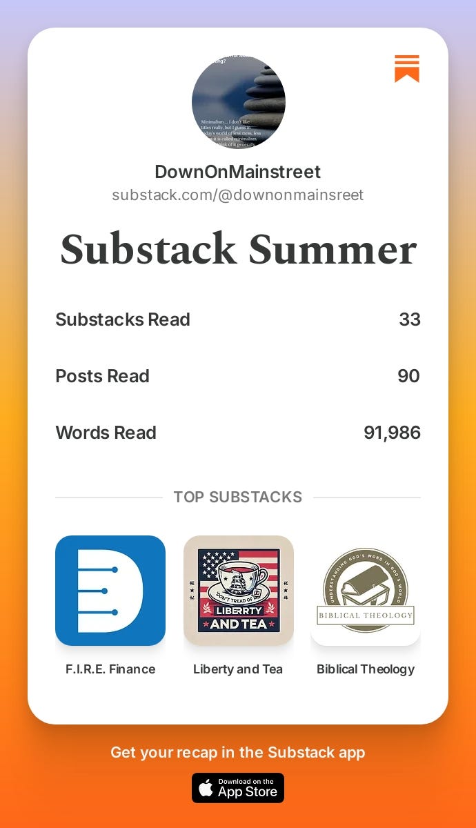 My Substack Summer - by Raj - Down On Mainstreet’s Substack