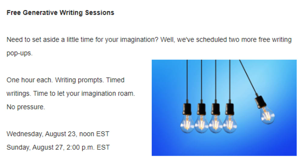 Two Free Generative Writing Sessions: The Baltimore Review