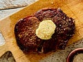 STEAK AND ROASTED GARLIC BUTTER - A RARE TREAT.