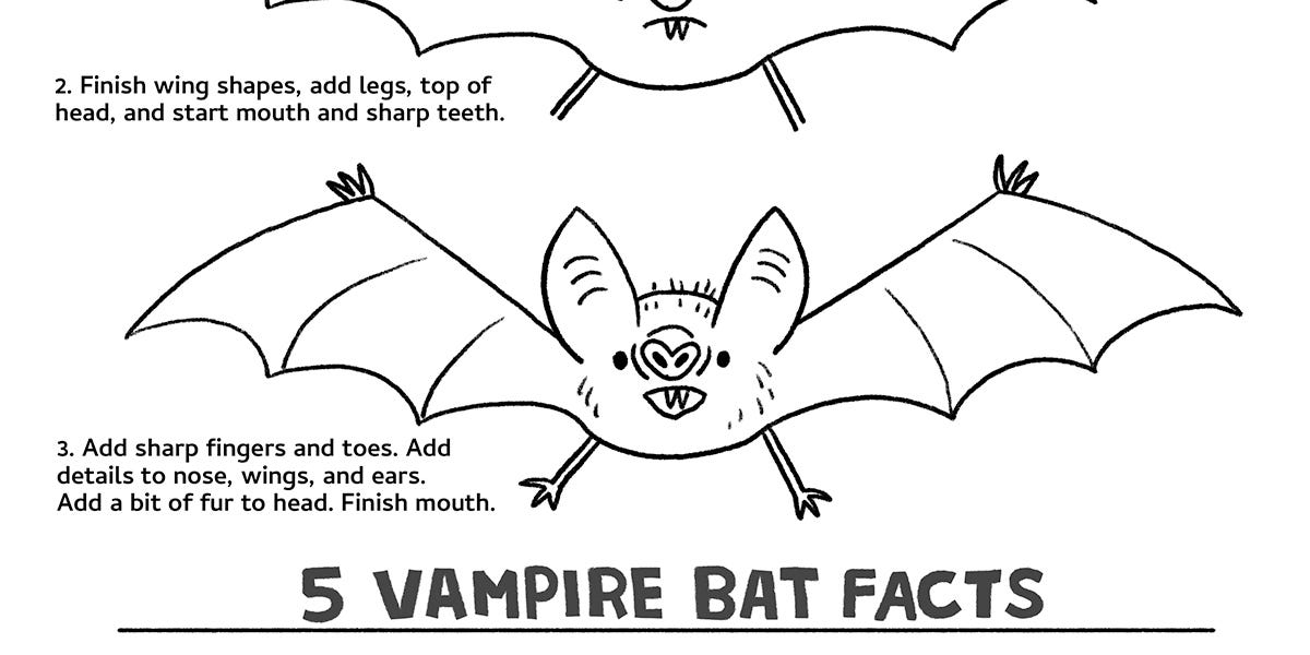 how to draw bat teeth