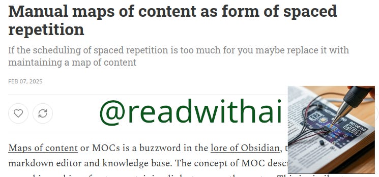 Manual maps of content as form of spaced repetition