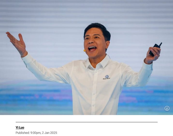 Baidu founder Robin Li predicts ‘exponential’ boom in AI apps in 2025