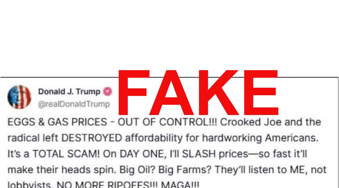 Fact Check: Trump Did Not Post on Truth Social about "EGGS & GAS PRICES ...