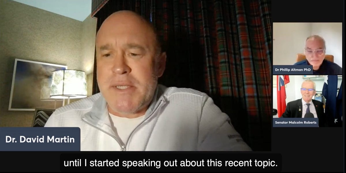 Dr. DAVID MARTIN WITH SENATOR MALCOLM ROBERTS (and me)