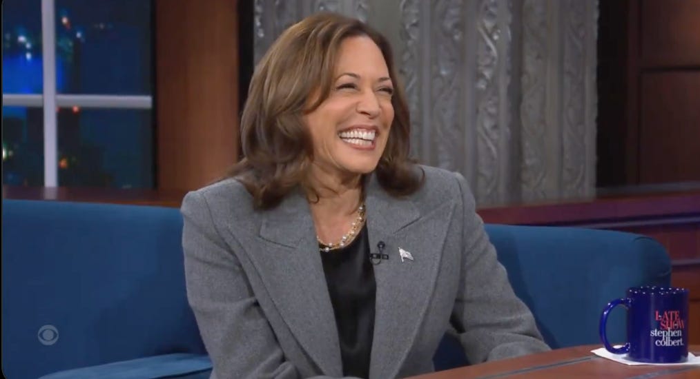 Kamala Harris Passes Beer-Drinking Test With Stephen Colbert, Is ...