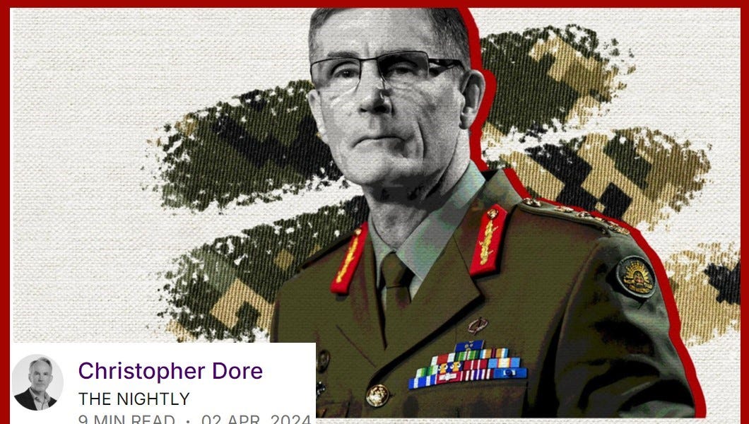CHRISTOPHER DORE: Defence Force chief Angus Campbell has a chest full ...