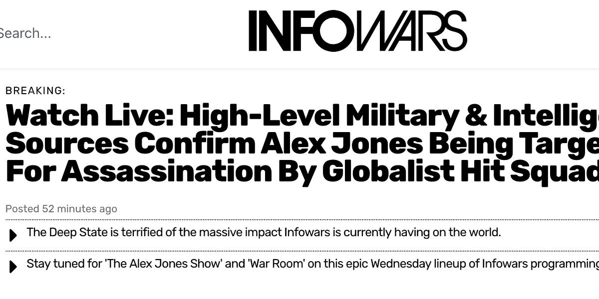 アレックスジョーンズに暗殺の危険 - Lizzy’s Substack