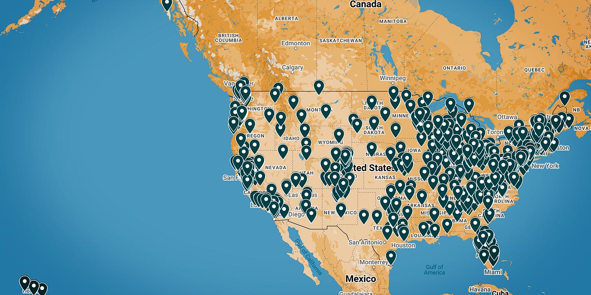 A Map of Protests April 26 to May 2 - by K. Starling